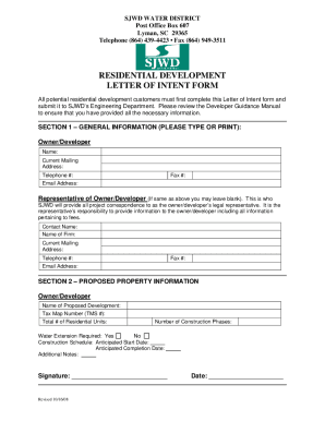 Fillable Online residential development letter of intent form Fax Email ...