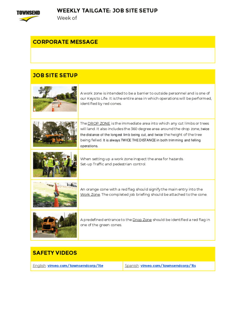 Fillable Online WEEKLY TAILGATE: JOB SITE SETUP Fax Email Print - pdfFiller