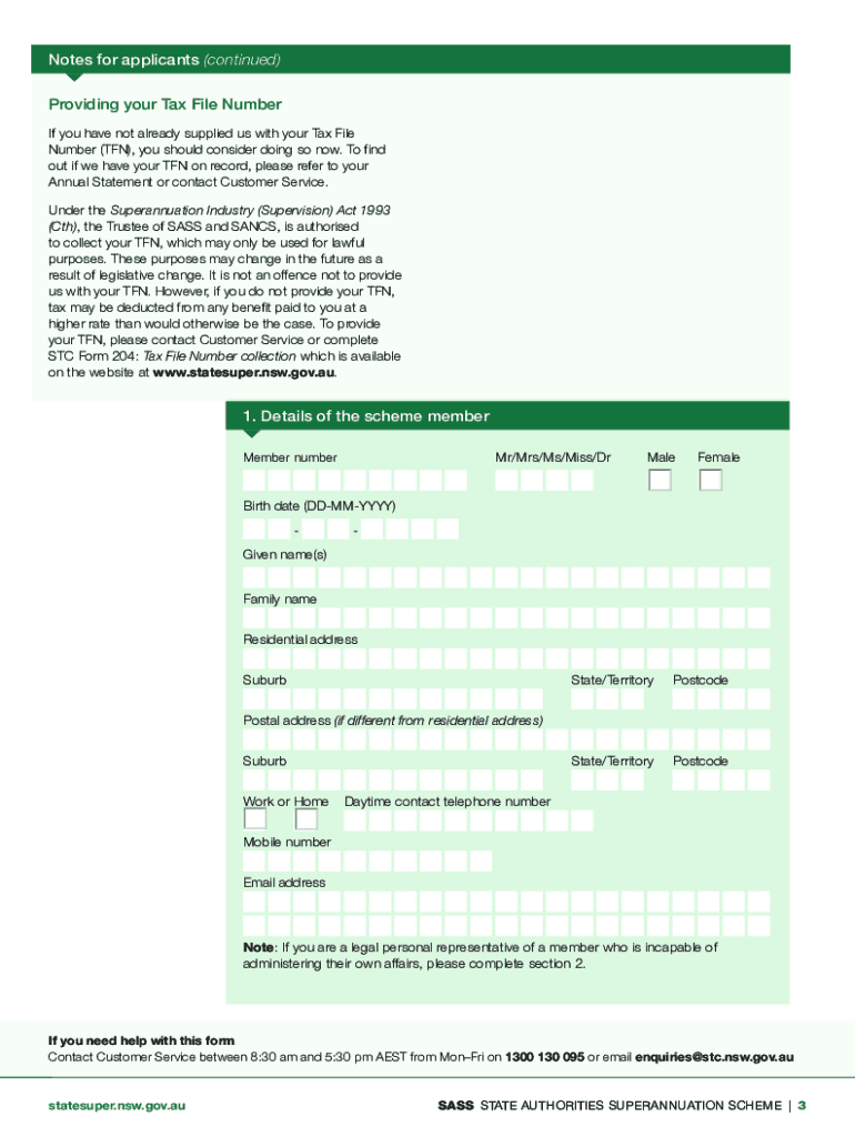 Fillable Online SASS-Form-415-Application-for-Payment-of-a-Deferred ...