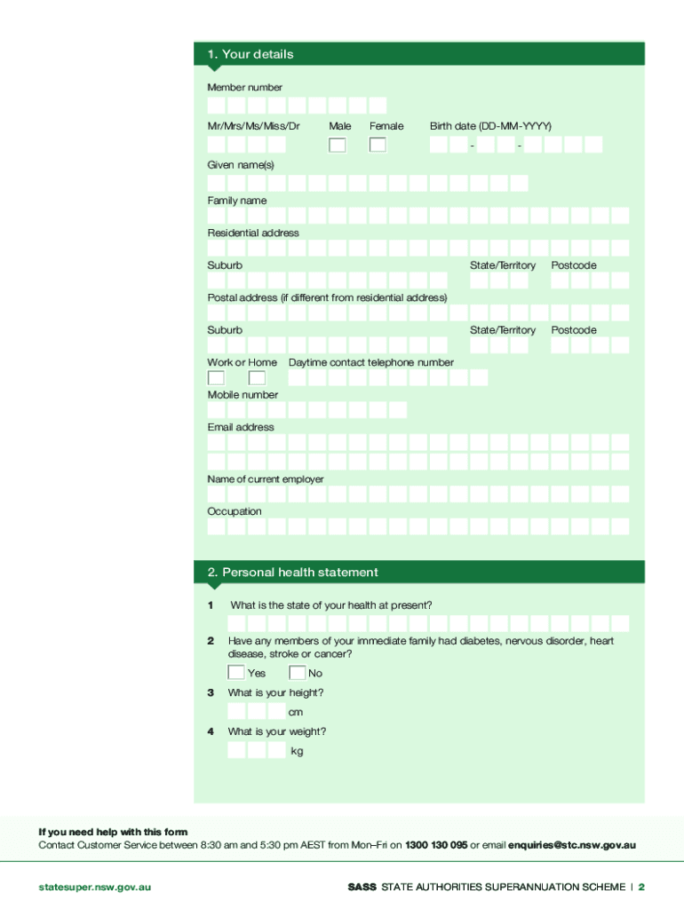 Fillable Online SASS 431 Application for additional benefit cover Fax ...