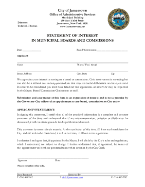 Fillable Online STATEMENT OF INTEREST IN MUNICIPAL BOARDS AND ... Fax ...