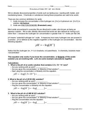 Fillable Online pH Scale: Acids, bases, pH and buffers (article) Fax ...