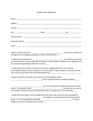 Fillable Online Sample Foster Agreement Fax Email Print - pdfFiller