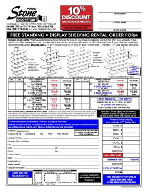Fillable Online FREE STANDINGDISPLAY SHELVING RENTAL ORDER ... Fax Email Print - pdfFiller