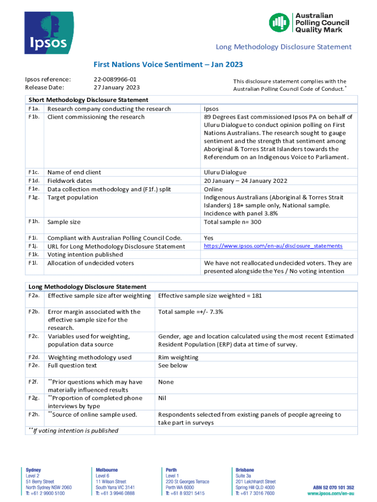 Fillable Online Polling Methodology Disclosure Statements Fax Email Print - pdfFiller