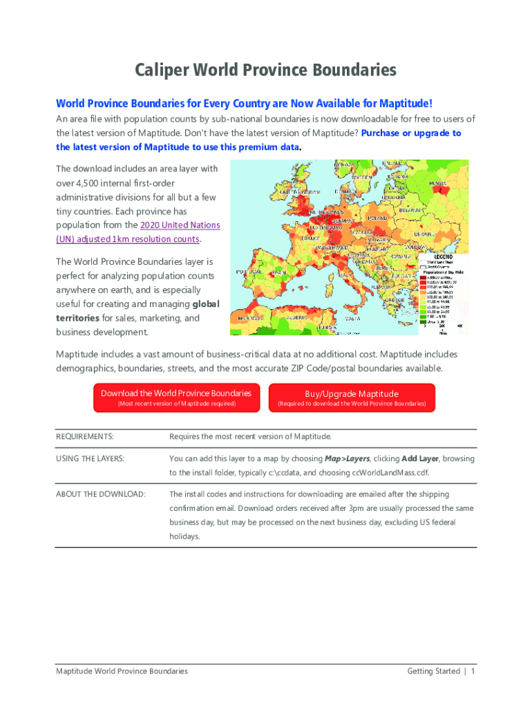 Fillable Online Caliper World Province Boundaries. Getting started with ...