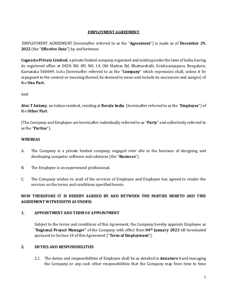 Fillable Online This Employment Agreement, entered into ... Fax Email Print - pdfFiller