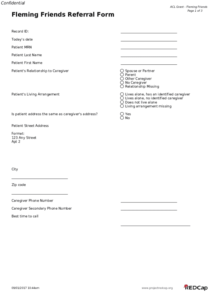 Fillable Online Fleming Friends Referral Form. Patient Referral Form ...