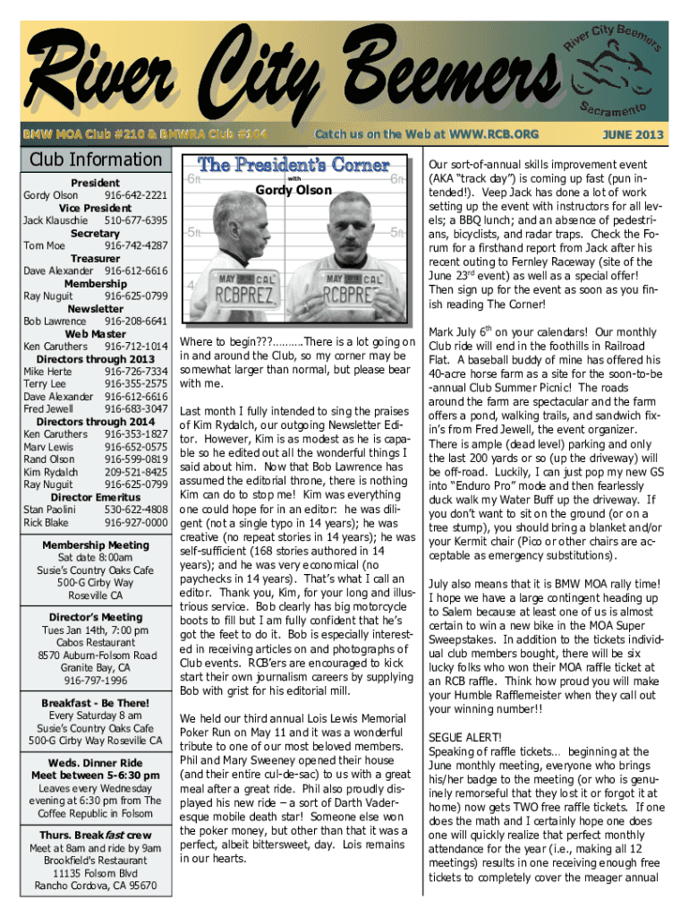 Fillable Online Club Information The President's Corner Fax Email Print - pdfFiller