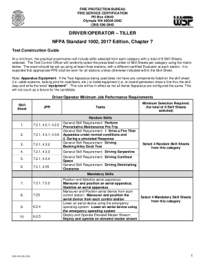 Fillable Online Skill Sheets - Driver/Operator-Tiller, 3/20. Washington ...
