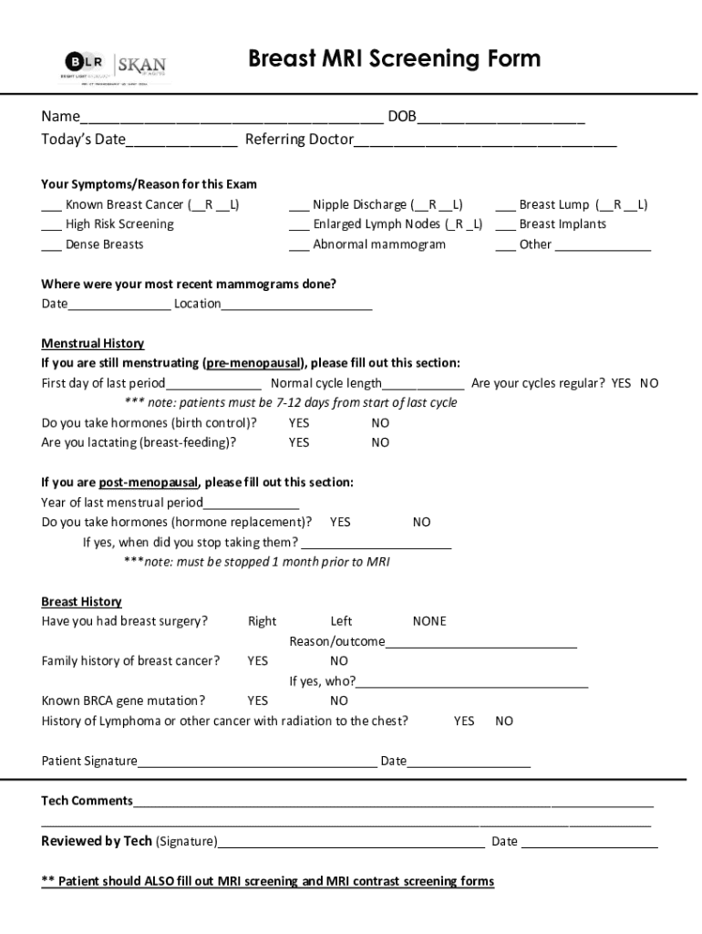 Fillable Online What Is a Breast MRI?Breast Cancer Screening Fax Email ...