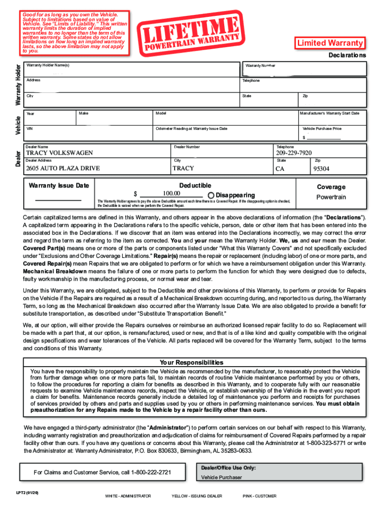 Fillable Online Toyota Certified Used Vehicle - Warranty Supplement Fax ...