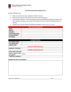 Fillable Online FACS Off Cycle Payment Request Form Fax Email Print - pdfFiller