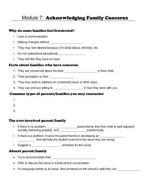 Fillable Online Module 7: Acknowledging Family Concerns Fax Email Print ...