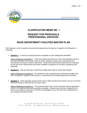 Fillable Online CLARIFICATION MEMO NO. 1 REQUEST FOR ... Fax Email Print - pdfFiller