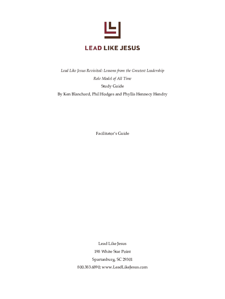 Fillable Online learn to lead like jesus - Jesus Christ Leadership ...