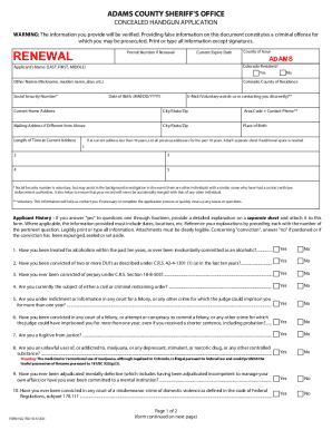 Fillable Online Adams County Colorado Concealed Permit PDF Form Fax ...