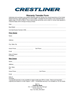 Fillable Online Warranty Transfer Form Fax Email Print - pdfFiller