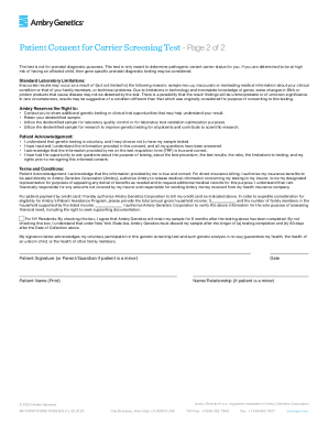Fillable Online Patient Consent for Carrier Screening Test - Page 1 of ...