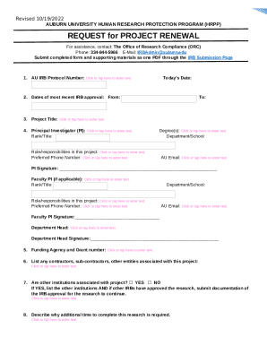 REQUEST for PROJECT RENEWAL Doc Template | pdfFiller