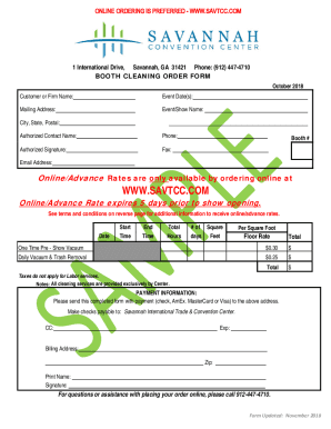 Fillable Online booth cleaning order form Fax Email Print - pdfFiller