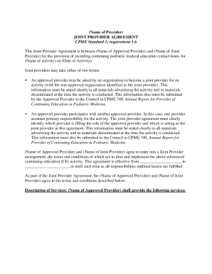 Fillable Online Joint Provider Agreement Sample. ... Fax Email Print ...