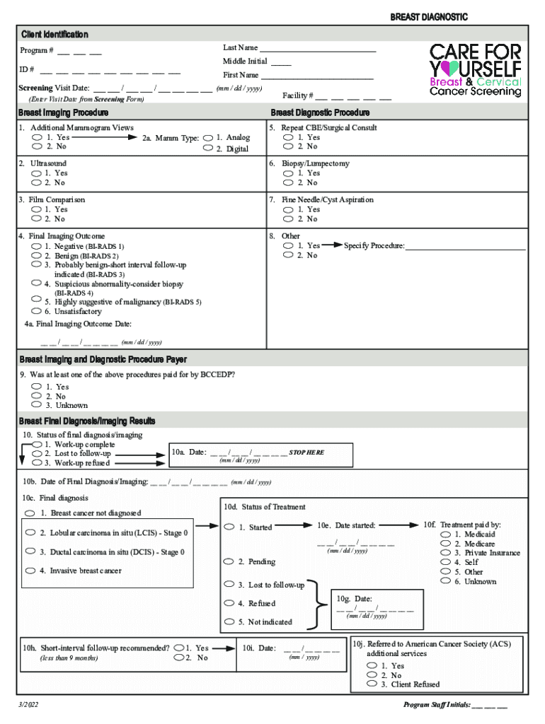 Fillable Online MCCP Breast and Cervical Screening Enrollment Form Fax Email Print - pdfFiller