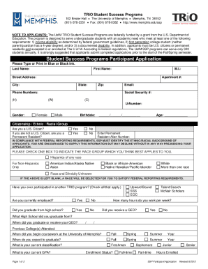 Fillable Online Student Success Programs Participant Application Fax Email Print - pdfFiller