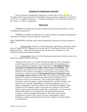Fillable Online Amendment To Employment Agreement Fax Email Print ...