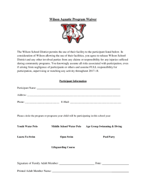 Fillable Online Wilson Aquatic Center - DC Department of Parks and ...