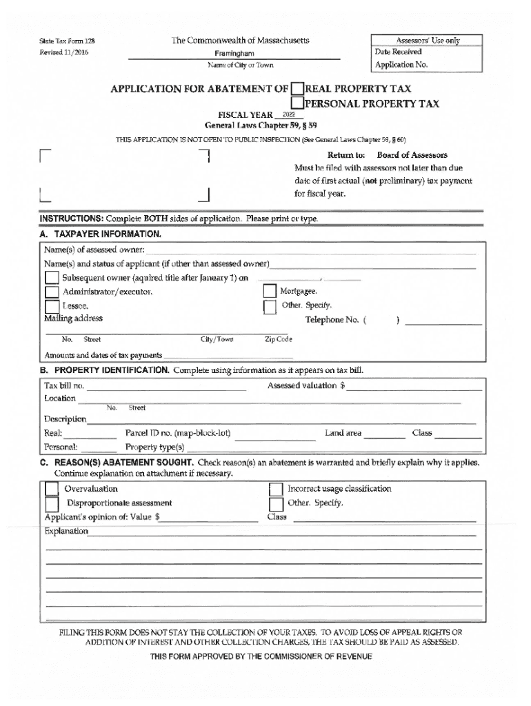 Fillable Online APPLICATION FOR ABATEMENT OF REAL PROPERTY ... Fax Email Print - pdfFiller