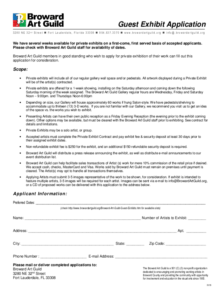 Fillable Online Guest Exhibit Application.doc Fax Email Print - pdfFiller