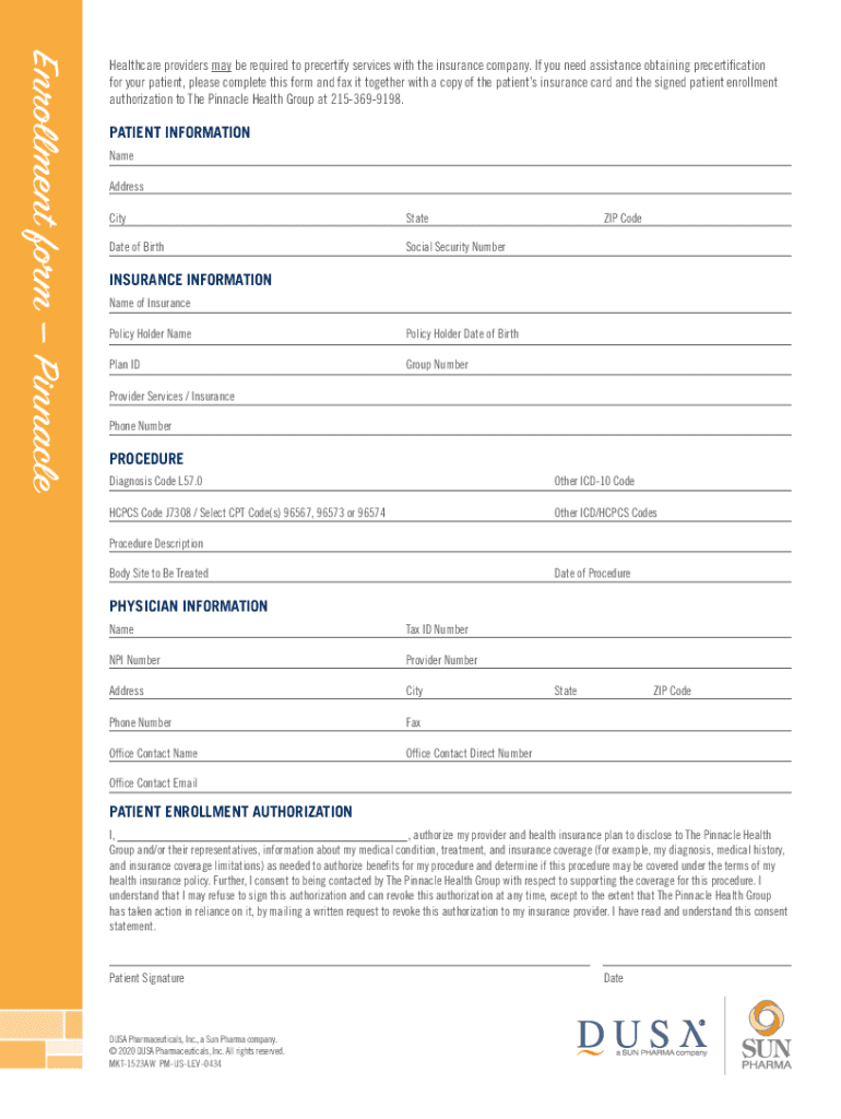 Fillable Online Patient Forms & Eligibility - Pinnacle Health Care Fax ...