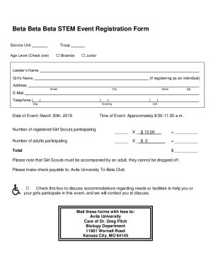 Fillable Online Get the free Beta Beta Beta STEM Event Registration ...