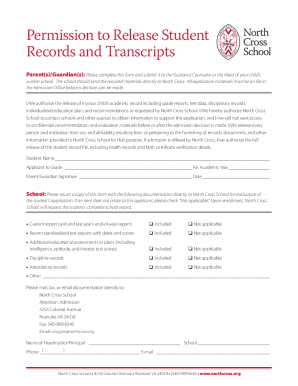 Fillable Online Permission to Release Student Records and Transcripts ...