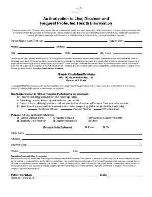 Fillable Online Authorization to Use, Disclose and Request Protected ... Fax Email Print - pdfFiller