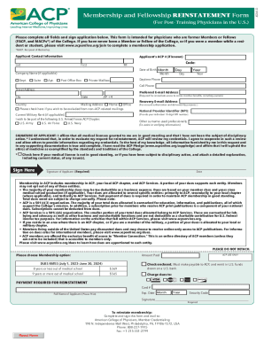 Fillable Online Membership and Fellowship REINSTATEMENT Form Fax Email ...