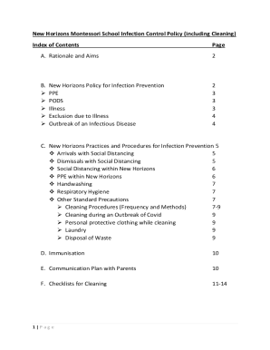 Fillable Online New Horizons Montessori School Infection Control Policy ...