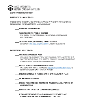 Fillable Online EVENT MARKETING CHECKLIST THREE MONTHS AWAY Fax Email ...
