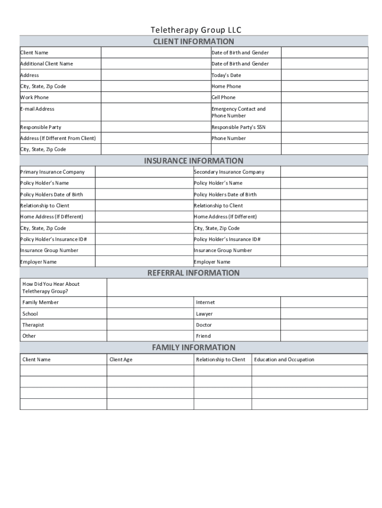 Fillable Online Teletherapy Group: Online Therapy - Affordable Mental ...