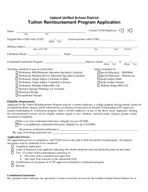 Fillable Online At 93 Tuition Reimbursement Application Fax Email Print ...