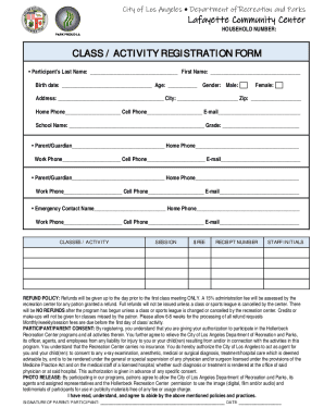 Completable En línea CLASS / ACTIVITY REGISTRATION FORM Fax Email ...