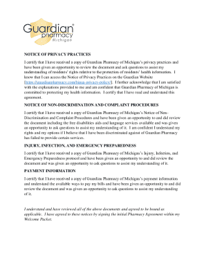 Fillable Online NOTICE OF PRIVACY PRACTICES I certify that I have ...