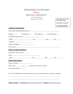 Fillable Online Get the free springfield township hall form Fax Email ...