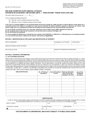 Fillable Online WELFARE EXEMPTION SUPPLEMENTAL AFFIDAVIT ... - Formalu ...