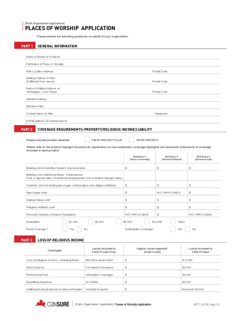 Fillable Online PLACES OF WORSHIP APPLICATION Fax Email Print - pdfFiller