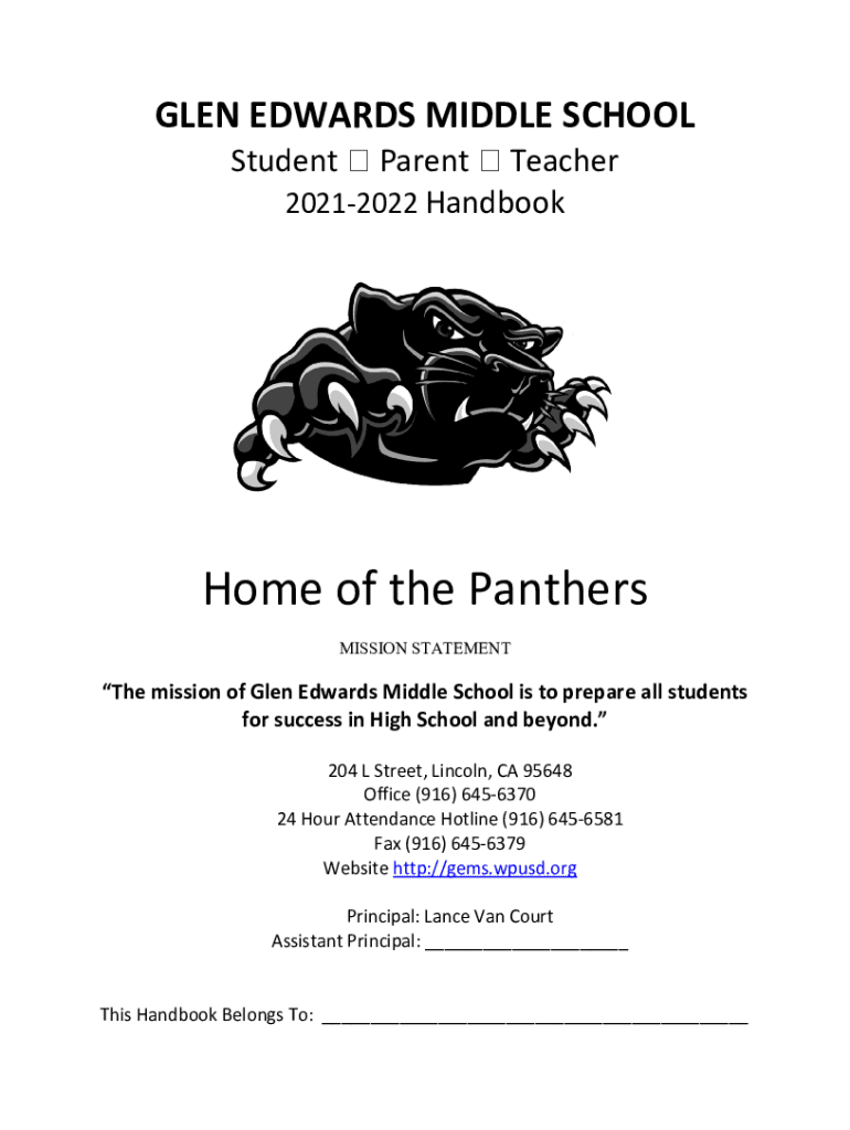 Fillable Online Glen Edwards Middle School - Western Placer Unified ...