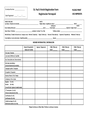 Fillable Online St. Paul's Parish Registration Form Registracion Parroquial Fax Email Print ...