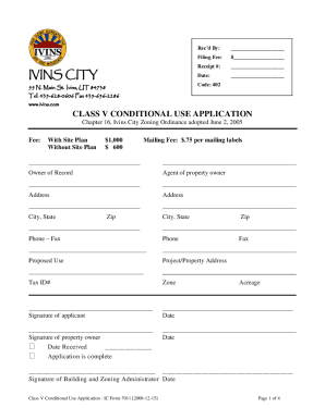 Fillable Online Class V Conditional Use Application Fax Email Print ...