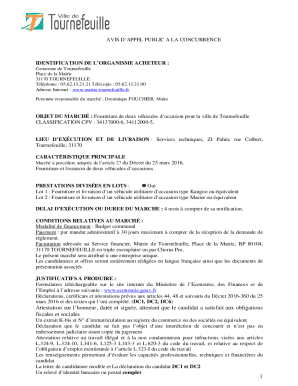 Remplissable En Ligne avis d'appel publicla concurrence Fax Email ...